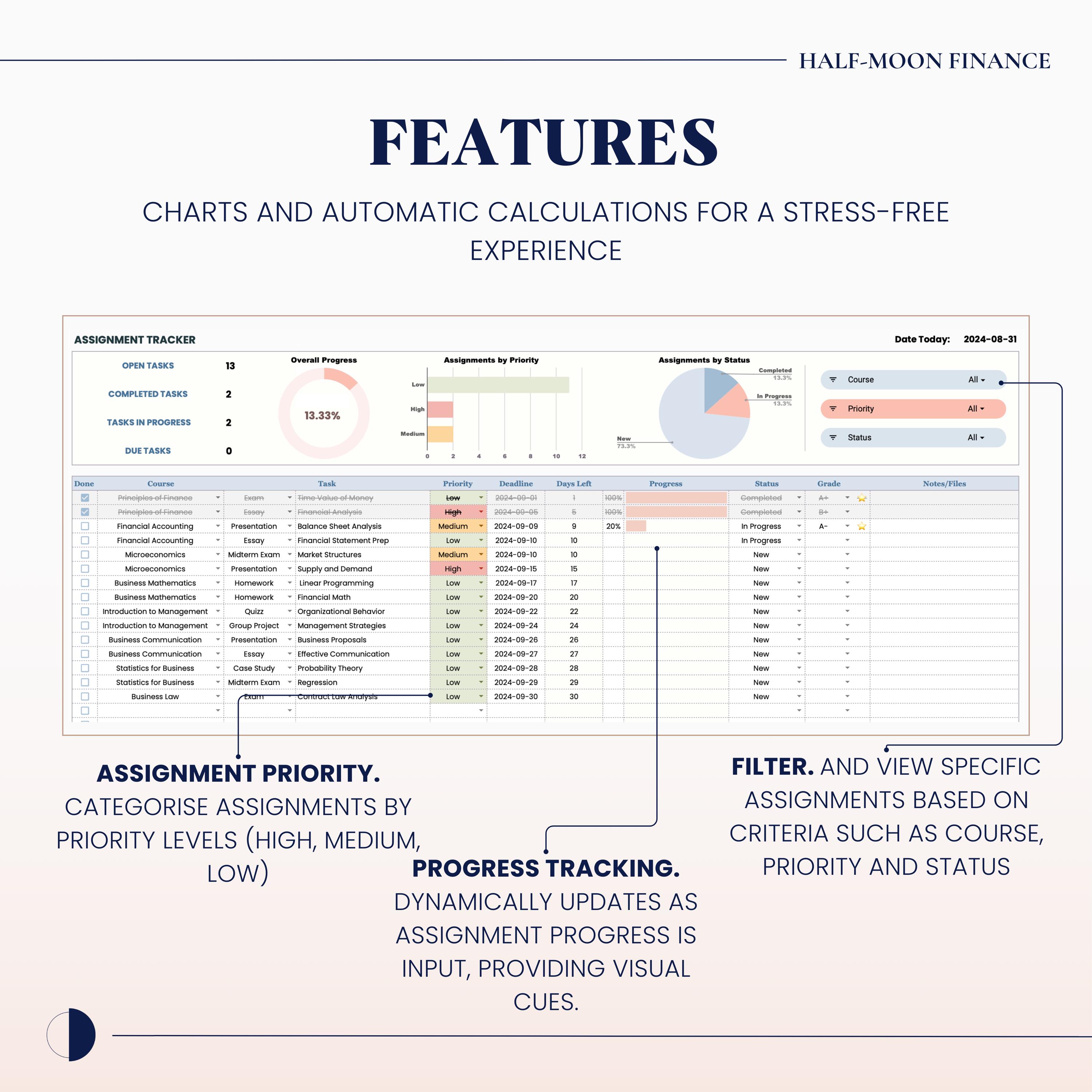 Assignment Tracker, Student Academic Planner, University Class Schedule ...