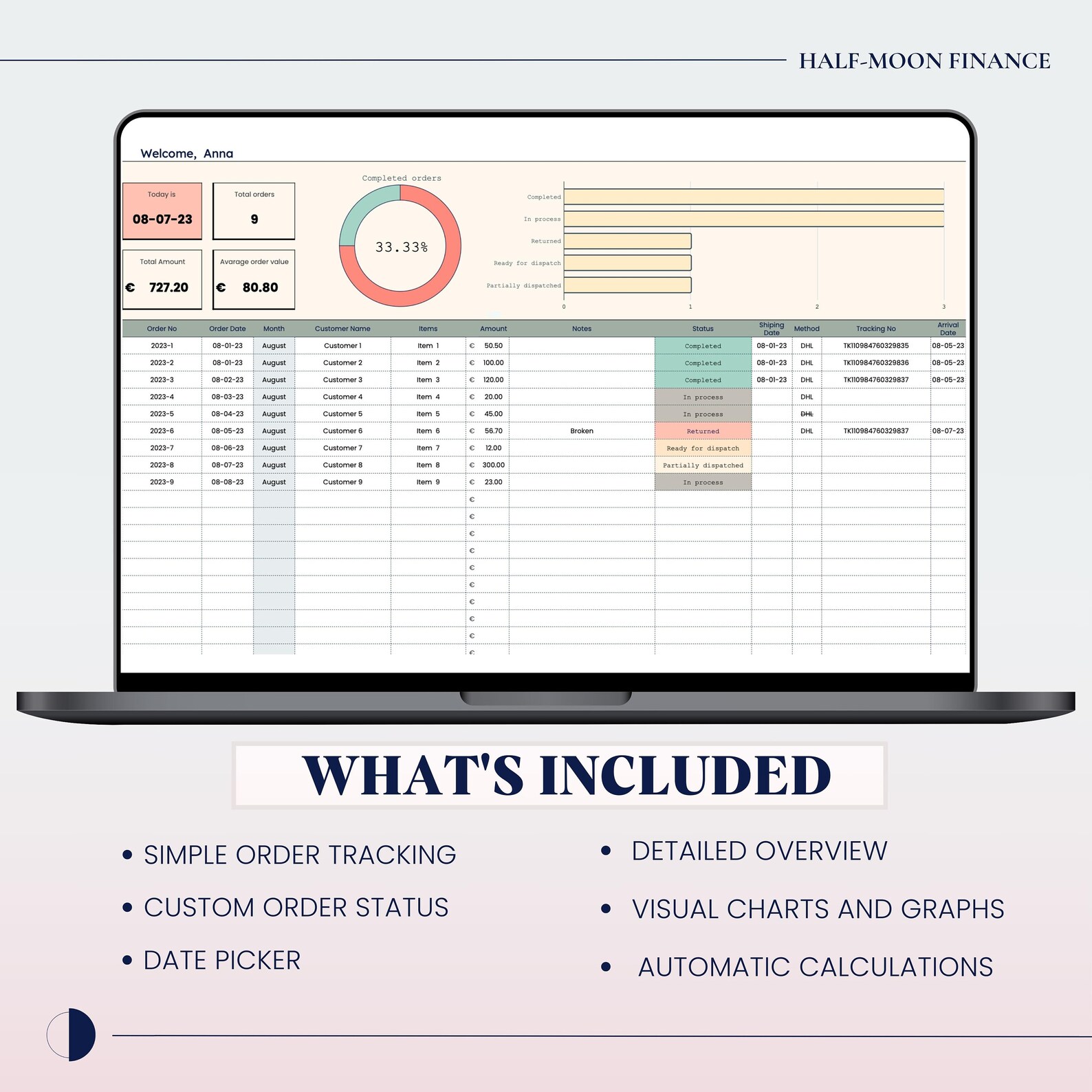 Order Tracker Google Sheets, Order Form, Order Management, Order System ...