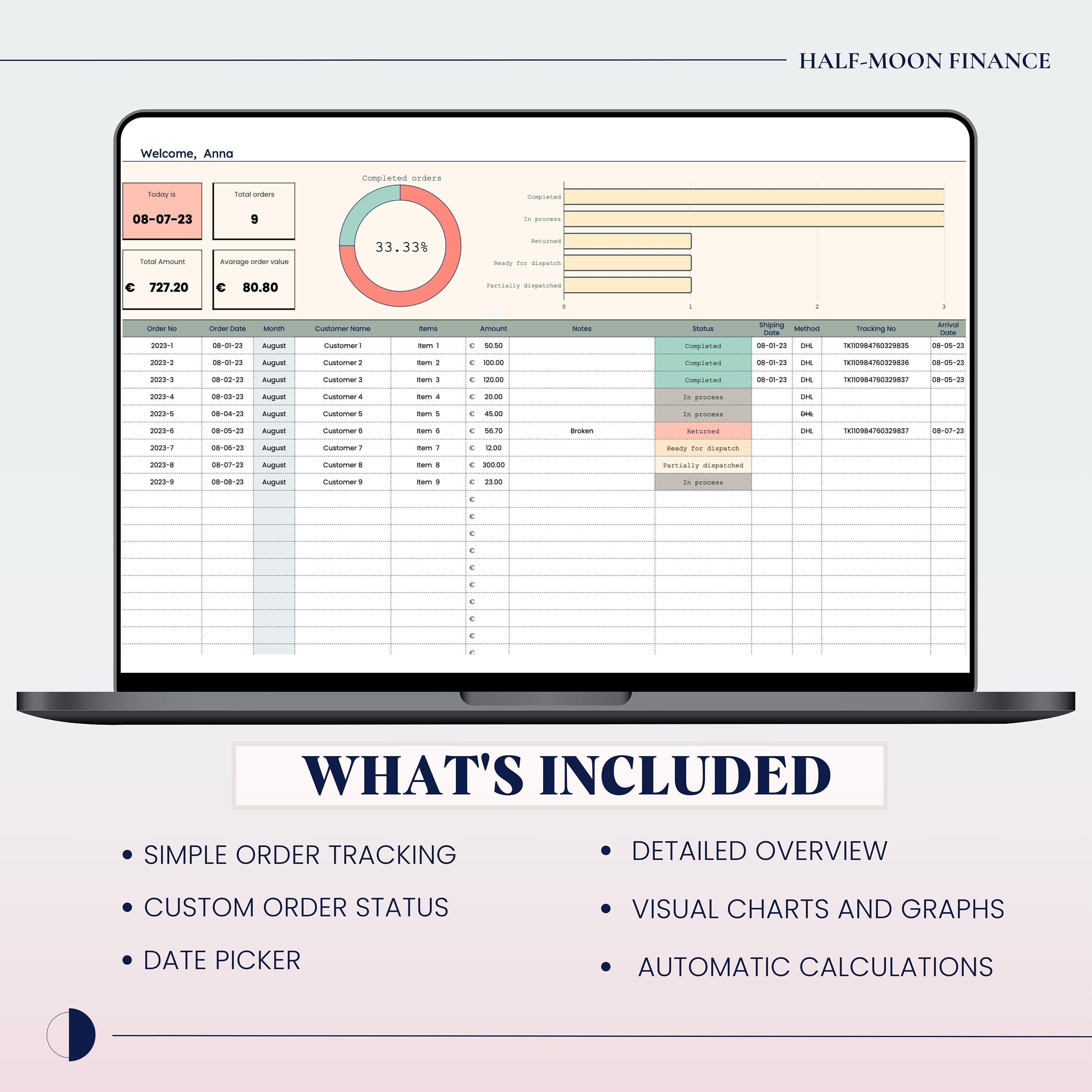 Order Tracker Google Sheets, Order Form, Order Management, Order System ...