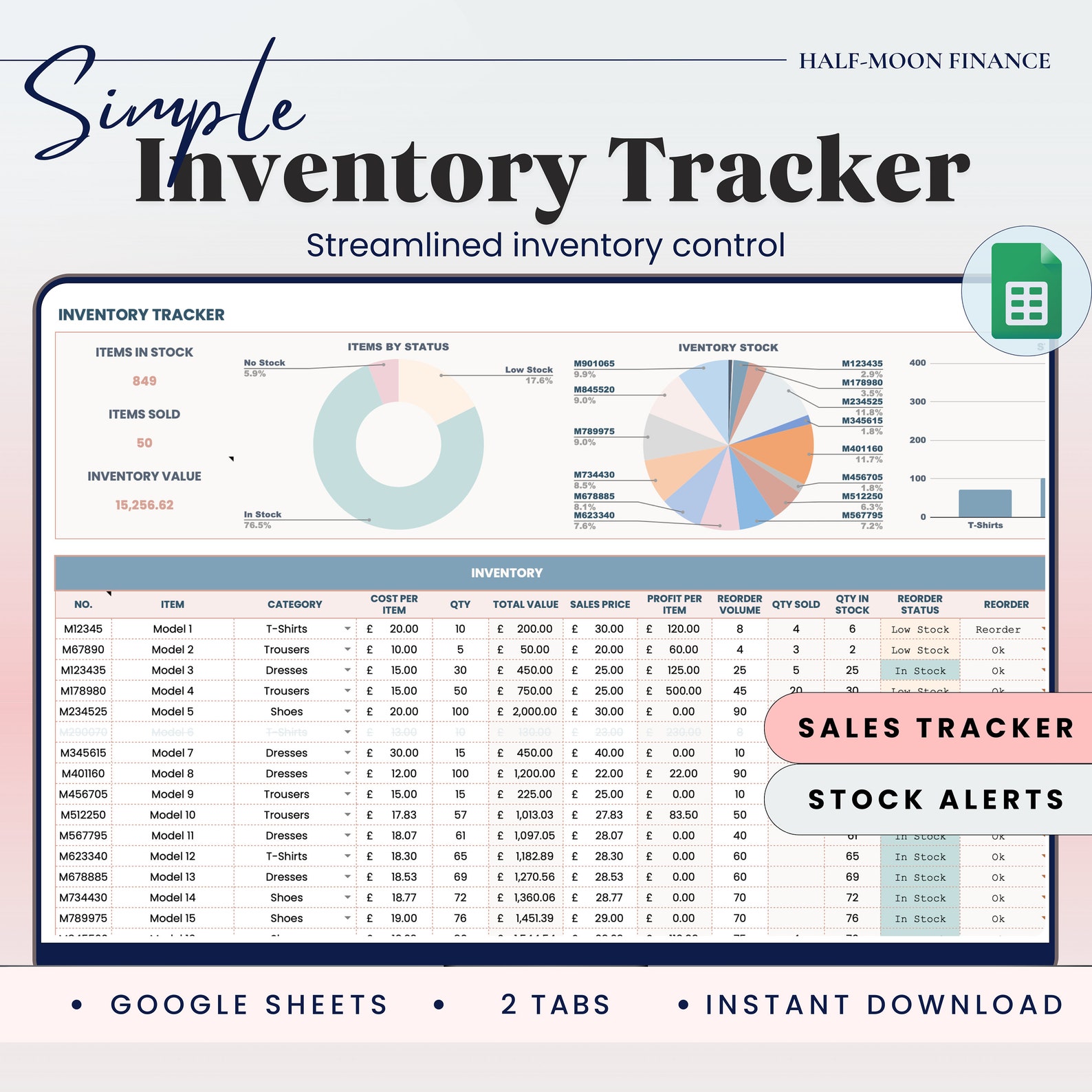 Inventory Tracker Google Sheets for Small Business, Inventory ...