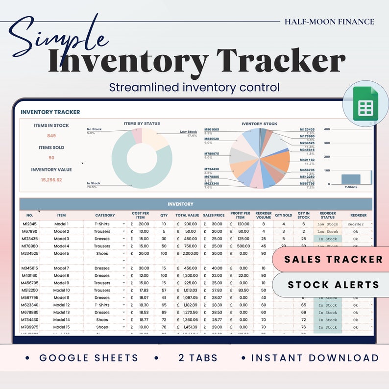 Inventory Tracker Google Sheets for Small Business, Inventory ...