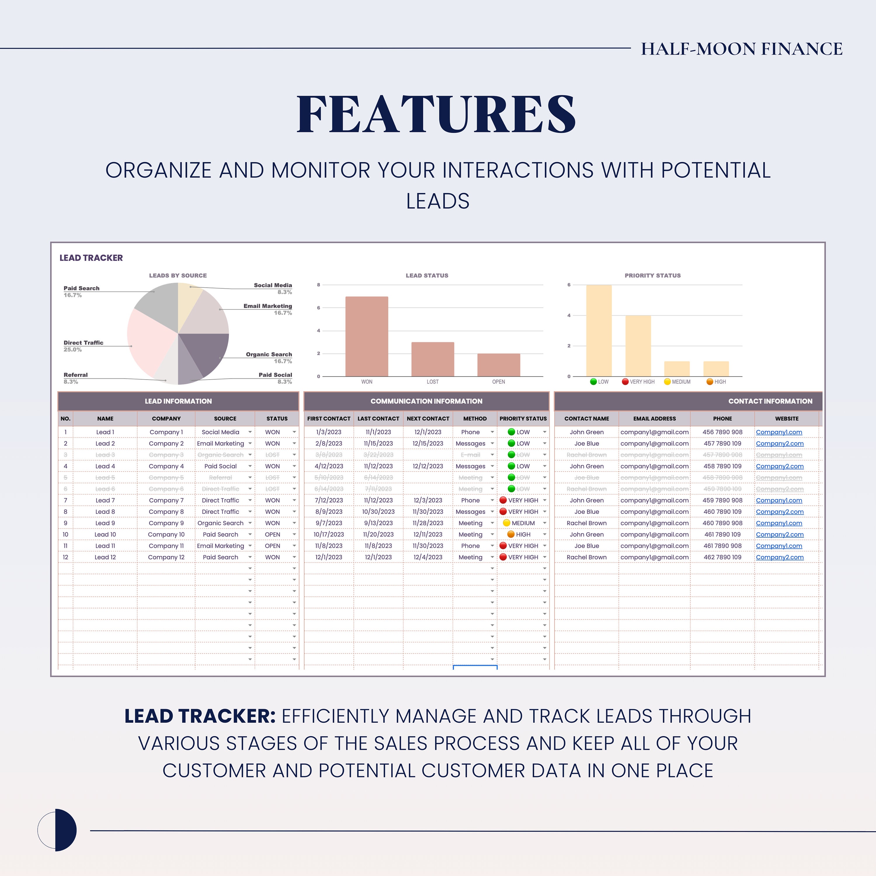 Lead Tracker Spreadsheet, Client Tracker Google Sheets, Small Business ...