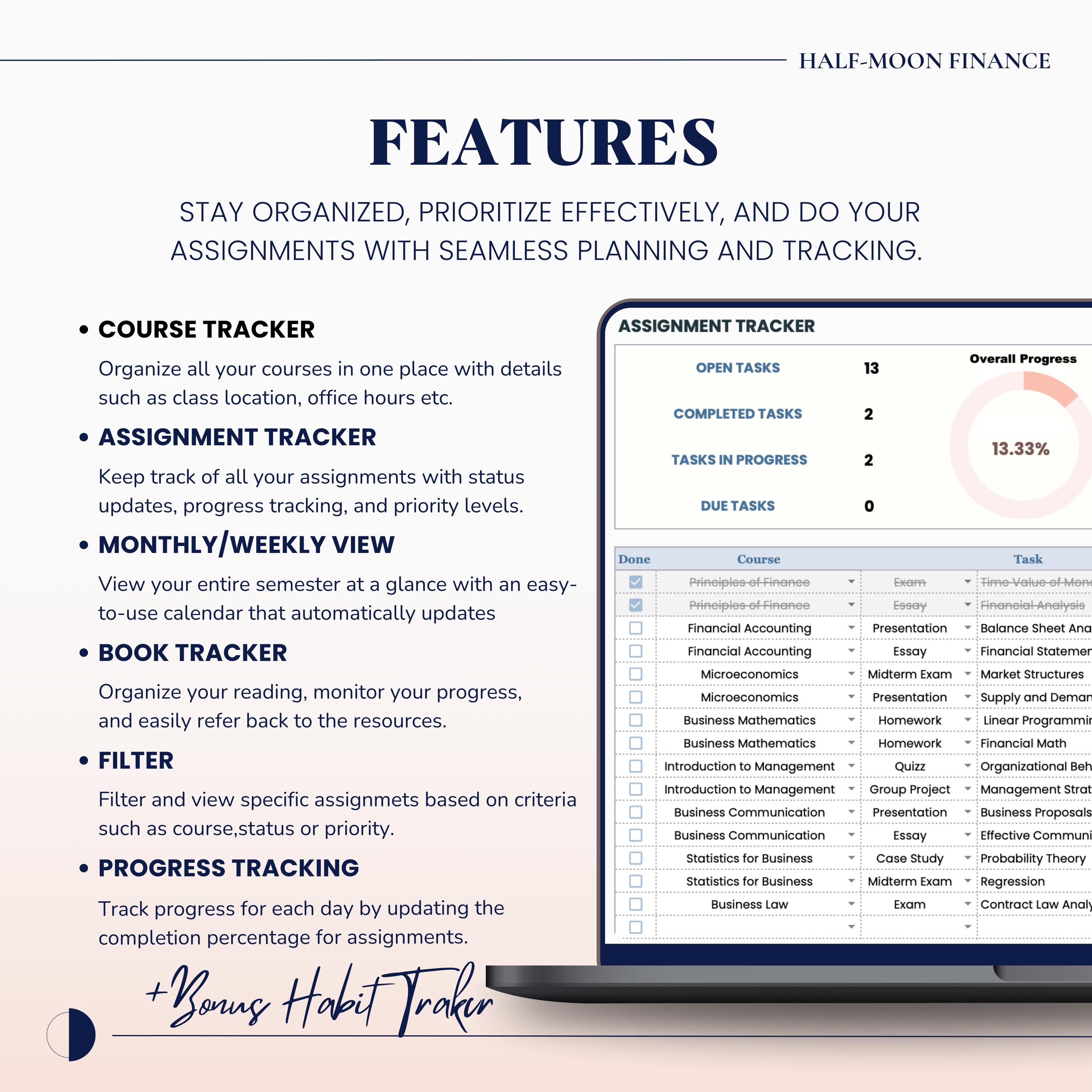 Assignment Tracker, Student Academic Planner, University Class Schedule ...
