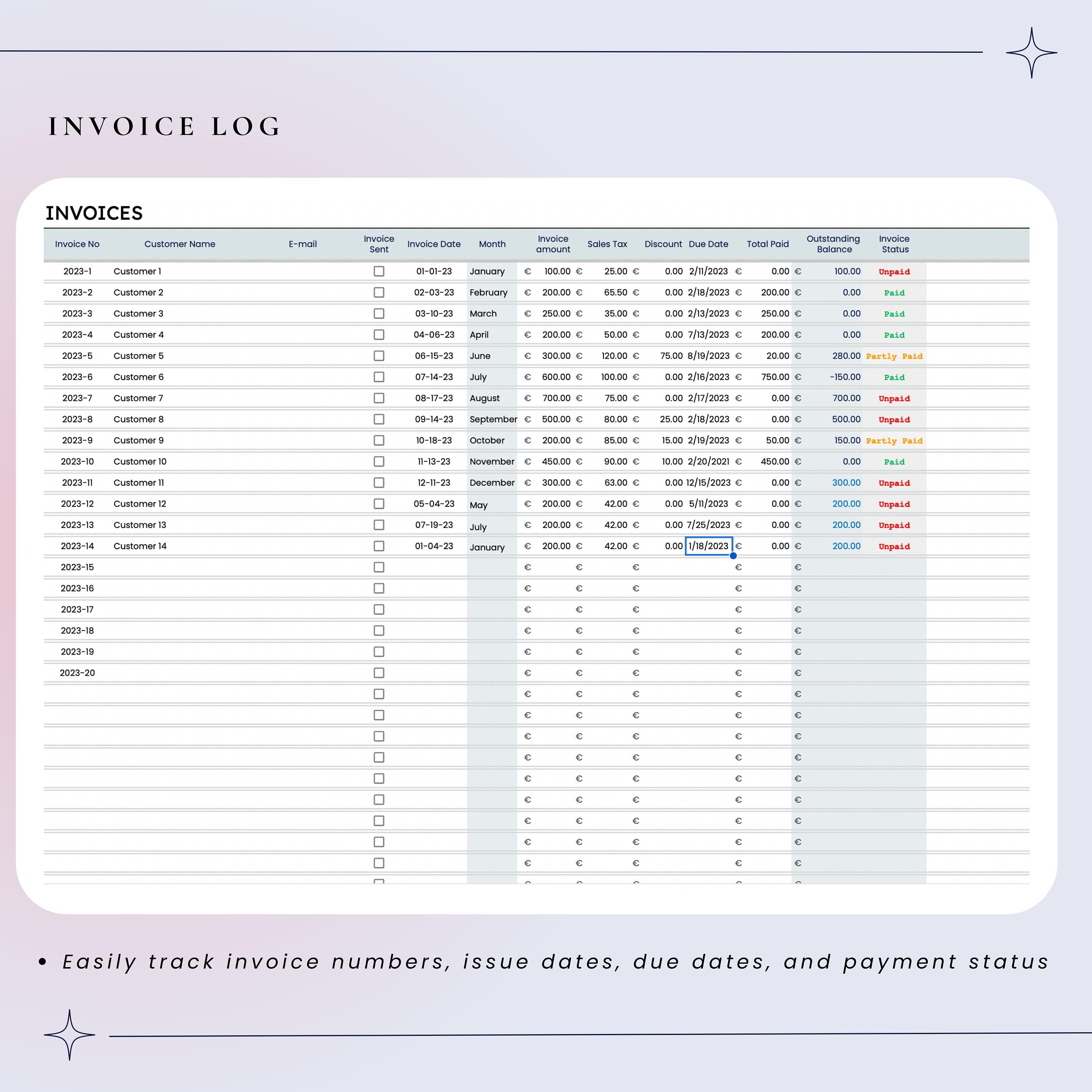 Invoice Tracker Spreadsheet Small Business Google Sheet - Etsy UK