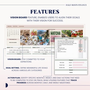 Goal Planner Spreadsheet, Goal Tracker Template With Vision Board ...