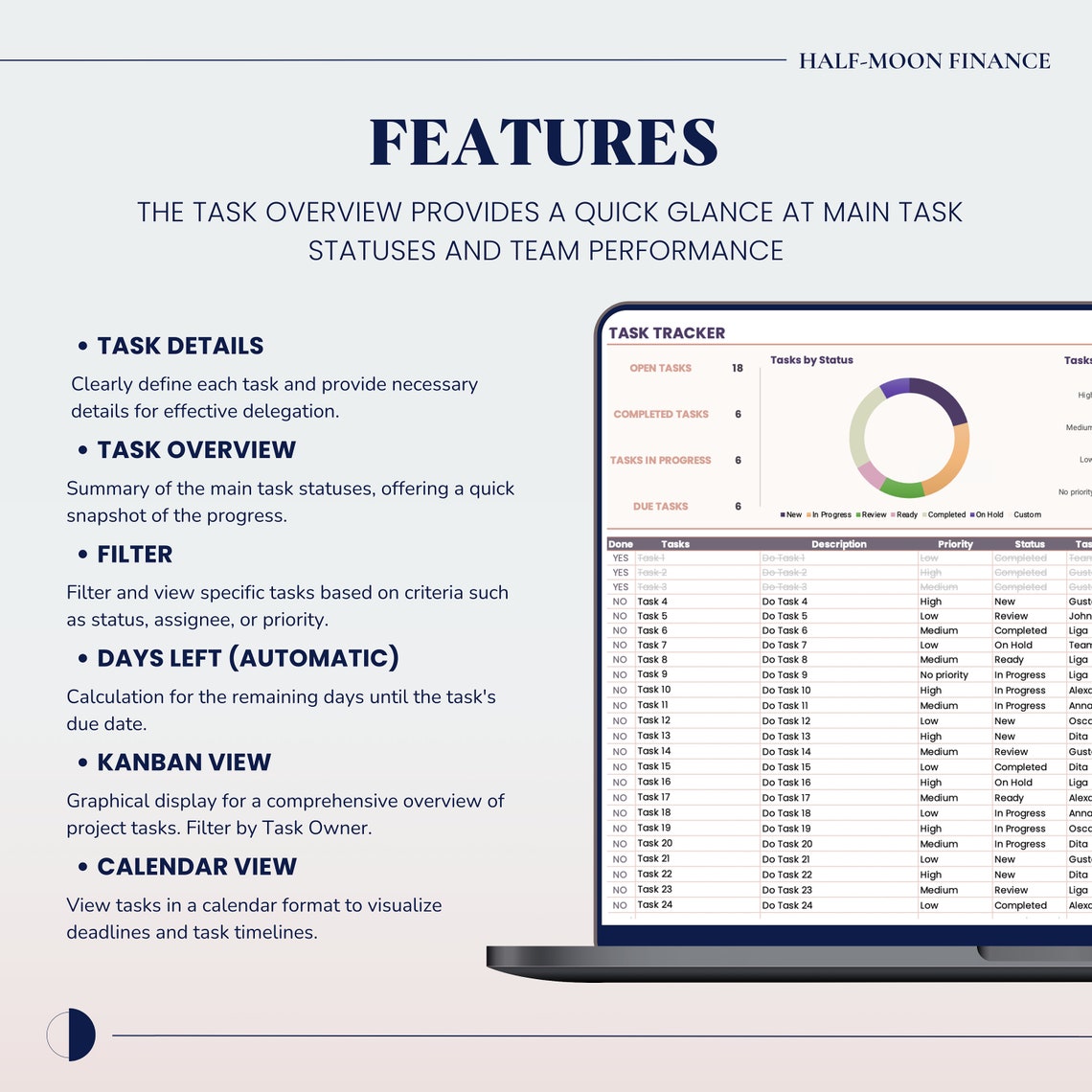 Excel Task Tracker With Kanban Board Template, Team Project Management ...