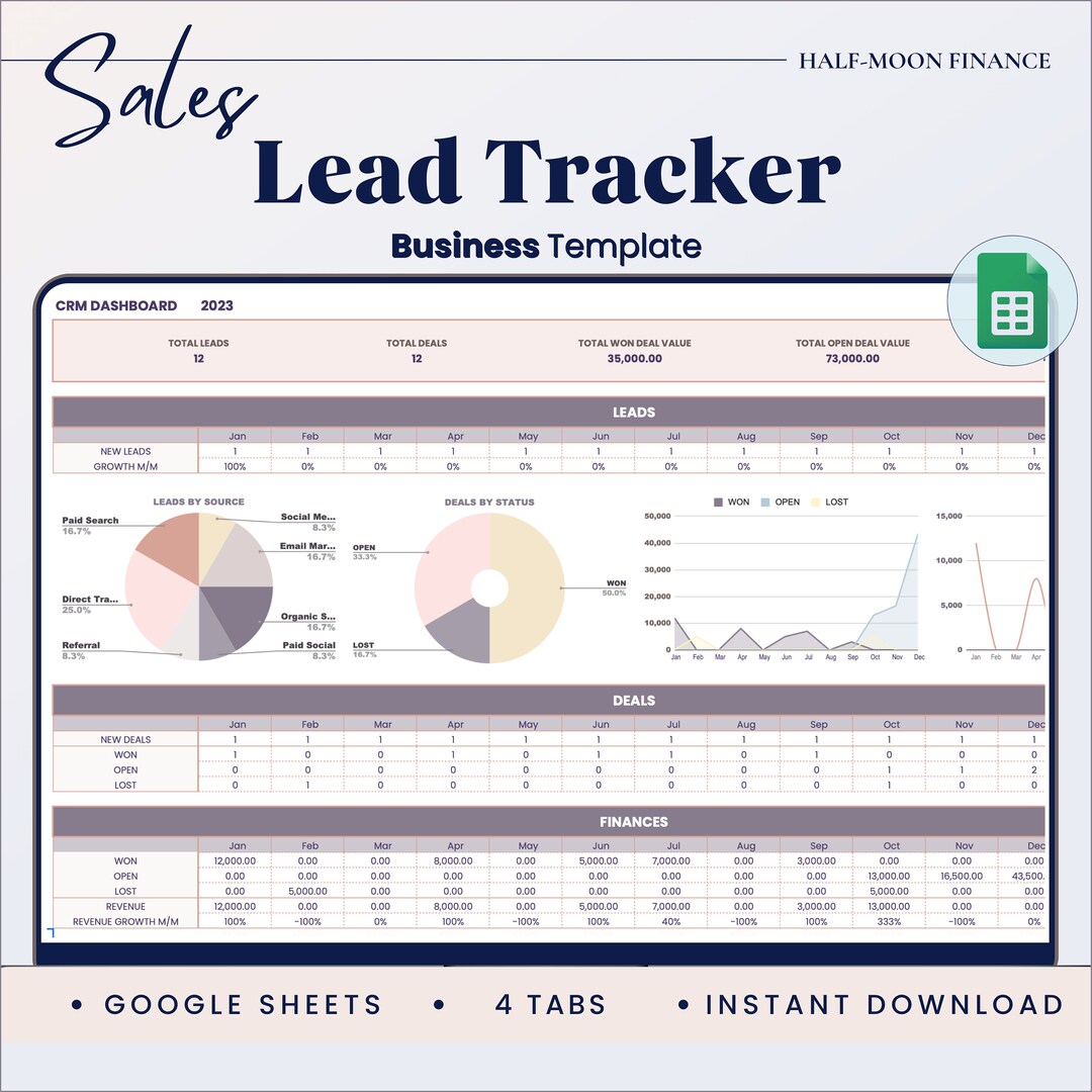 Lead Tracker Spreadsheet, Client Tracker Google Sheets, Small Business ...