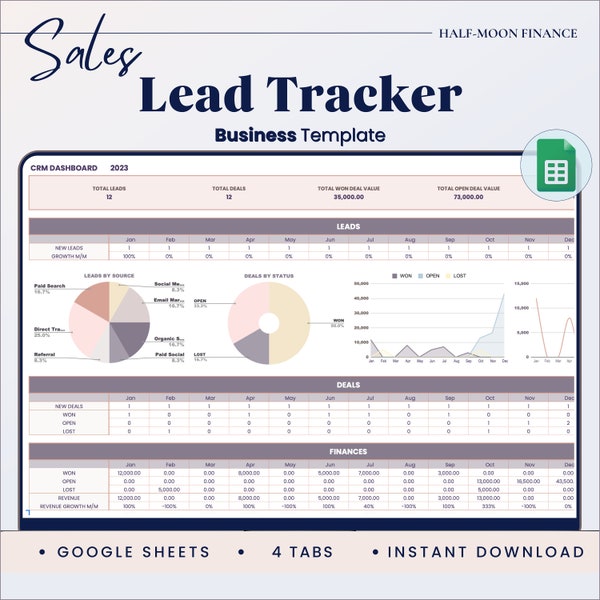 Lead Tracker Spreadsheet, Client Tracker Google Sheets, Small Business ...