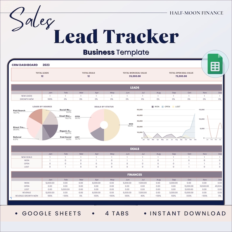 Lead Tracker Spreadsheet, Client Tracker Google Sheets, Small Business ...