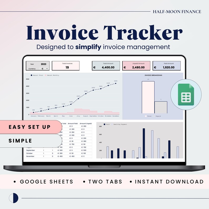 Invoice Tracker Spreadsheet, Small Business Google Sheet, Business ...
