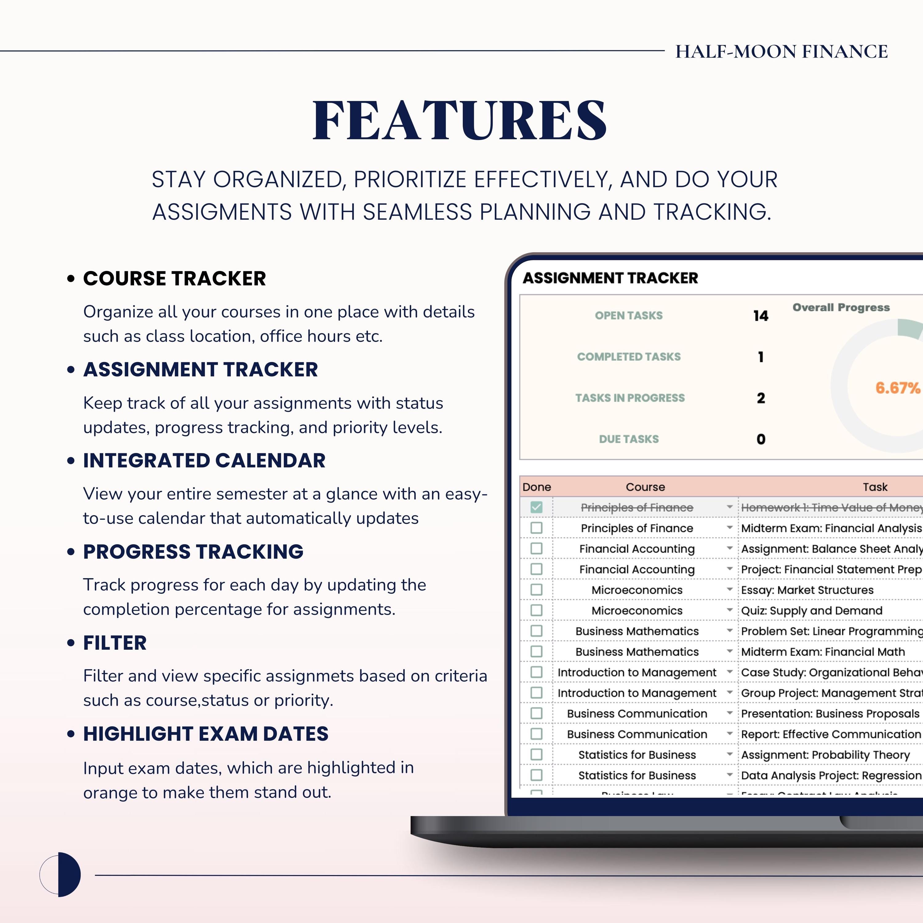Student Academic Planner, Collage Assignment Tracker, Monthly Task ...