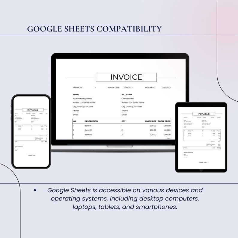 Google Sheets Invoice Template, Fully Customisable, Clean and Modern ...