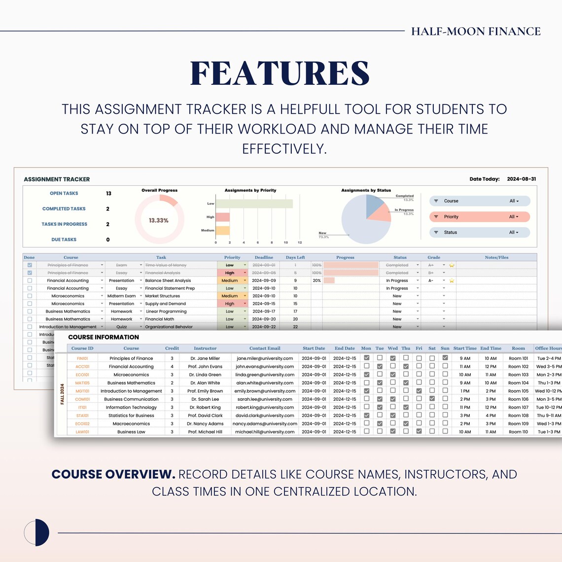 Assignment Tracker, Student Academic Planner, University Class Schedule ...