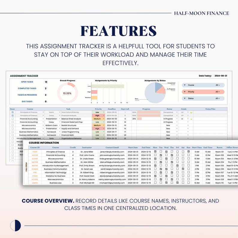 Assignment Tracker, Student Academic Planner, University Class Schedule ...