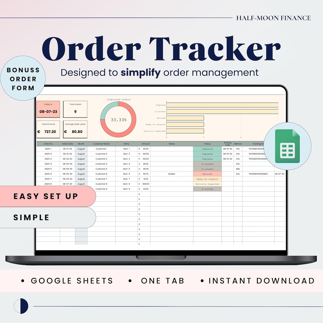 Order Tracker Google Sheets, Order Form, Order Management, Order System ...