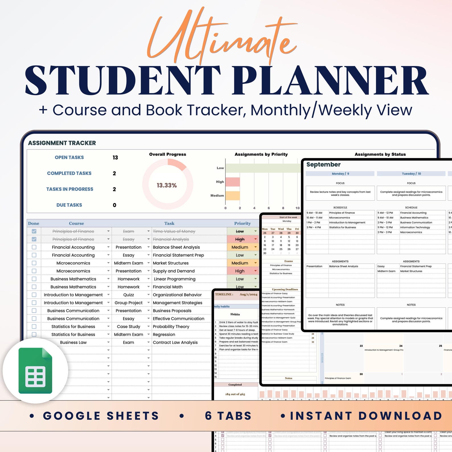 Assignment Tracker, Student Academic Planner, University Class Schedule ...