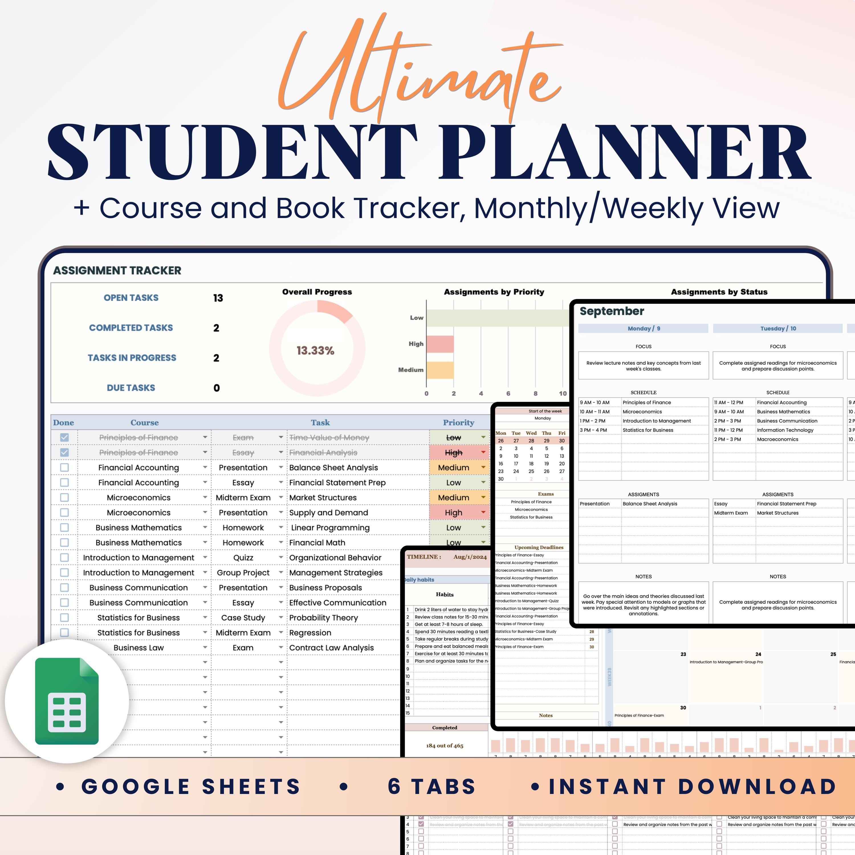 Assignment Tracker, Student Academic Planner, University Class Schedule ...