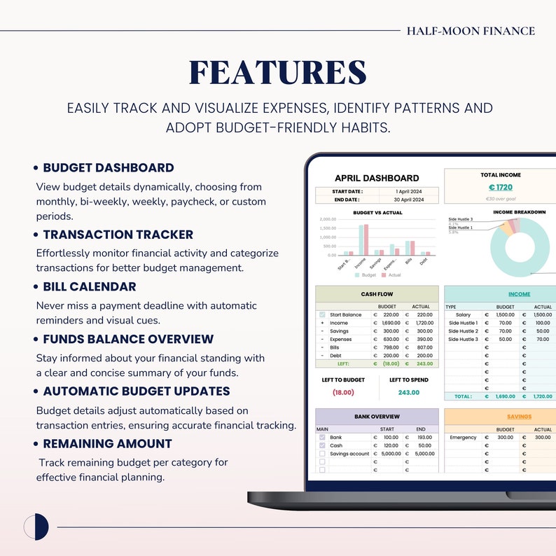 Budget Planner Template in Google Sheets, Digital Budget Tracker ...