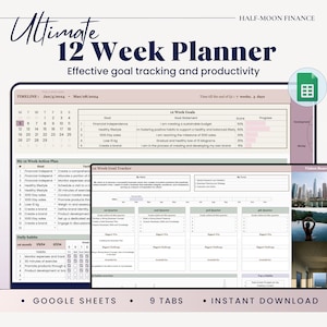 12 Week Goal Planner in Google Sheets, Quarterly Planner, Goal Planner ...
