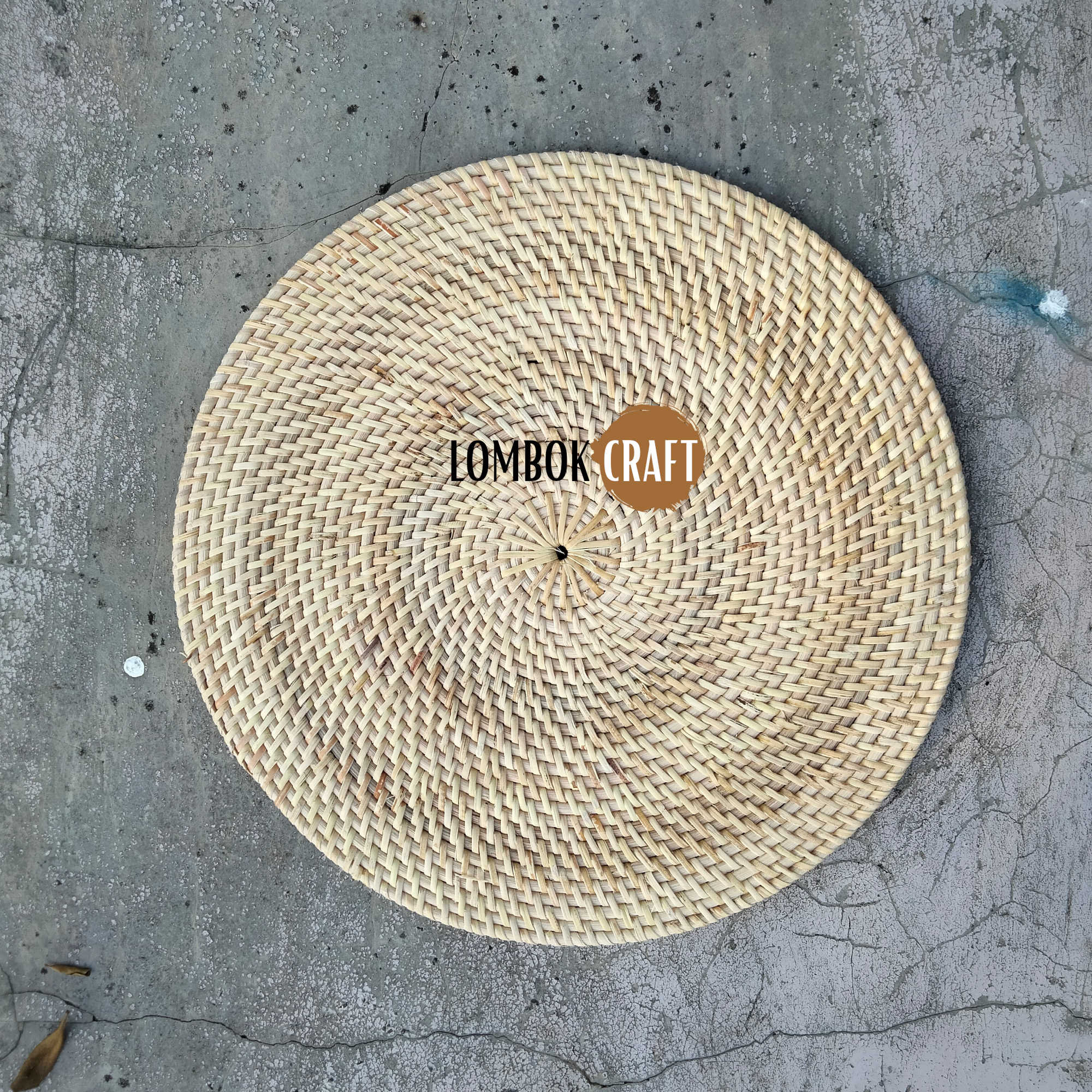 Set of 3 Natural Round Rattan Placemats, Dining Placemats, Lombok ...