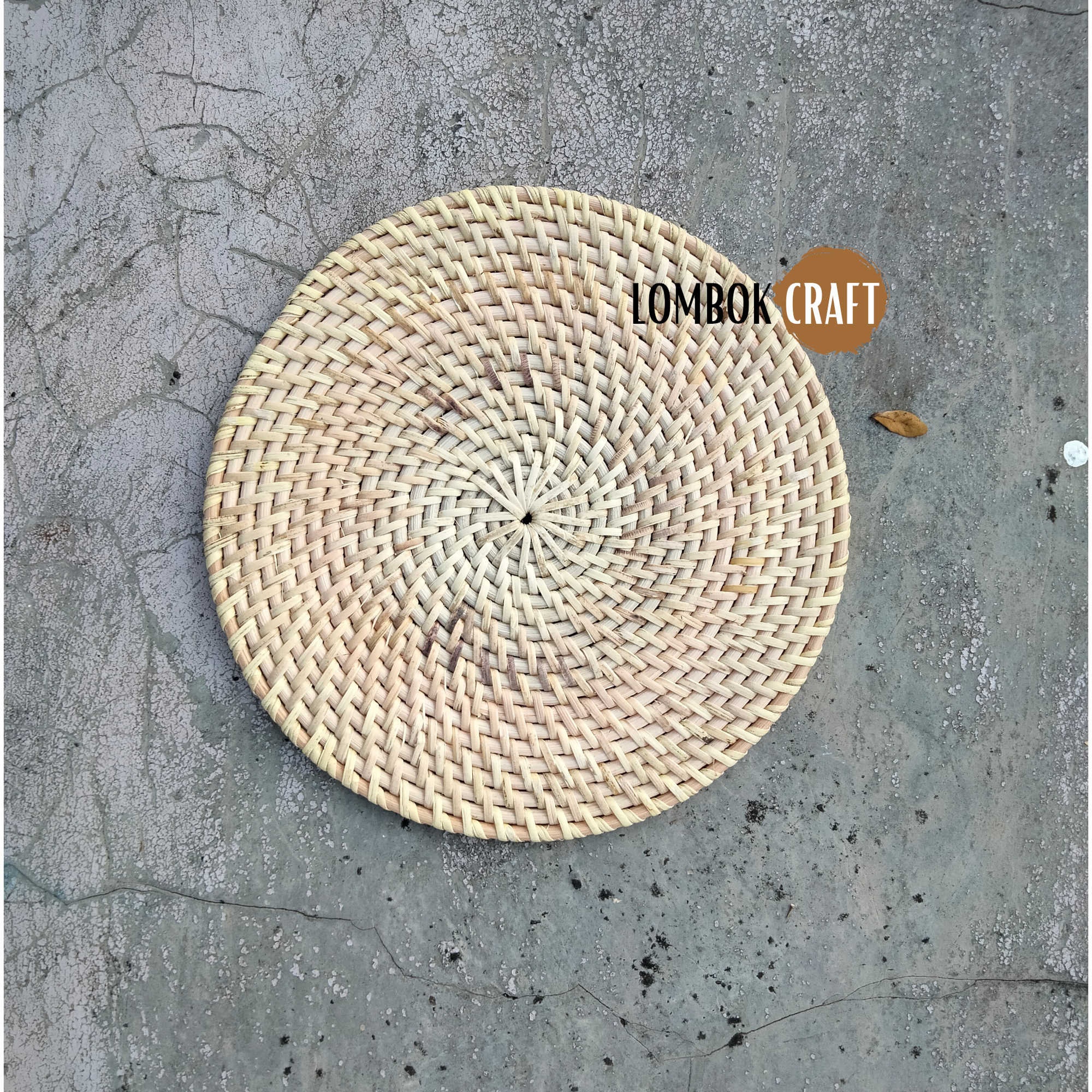 Set of 3 Natural Round Rattan Placemats, Dining Placemats, Lombok ...