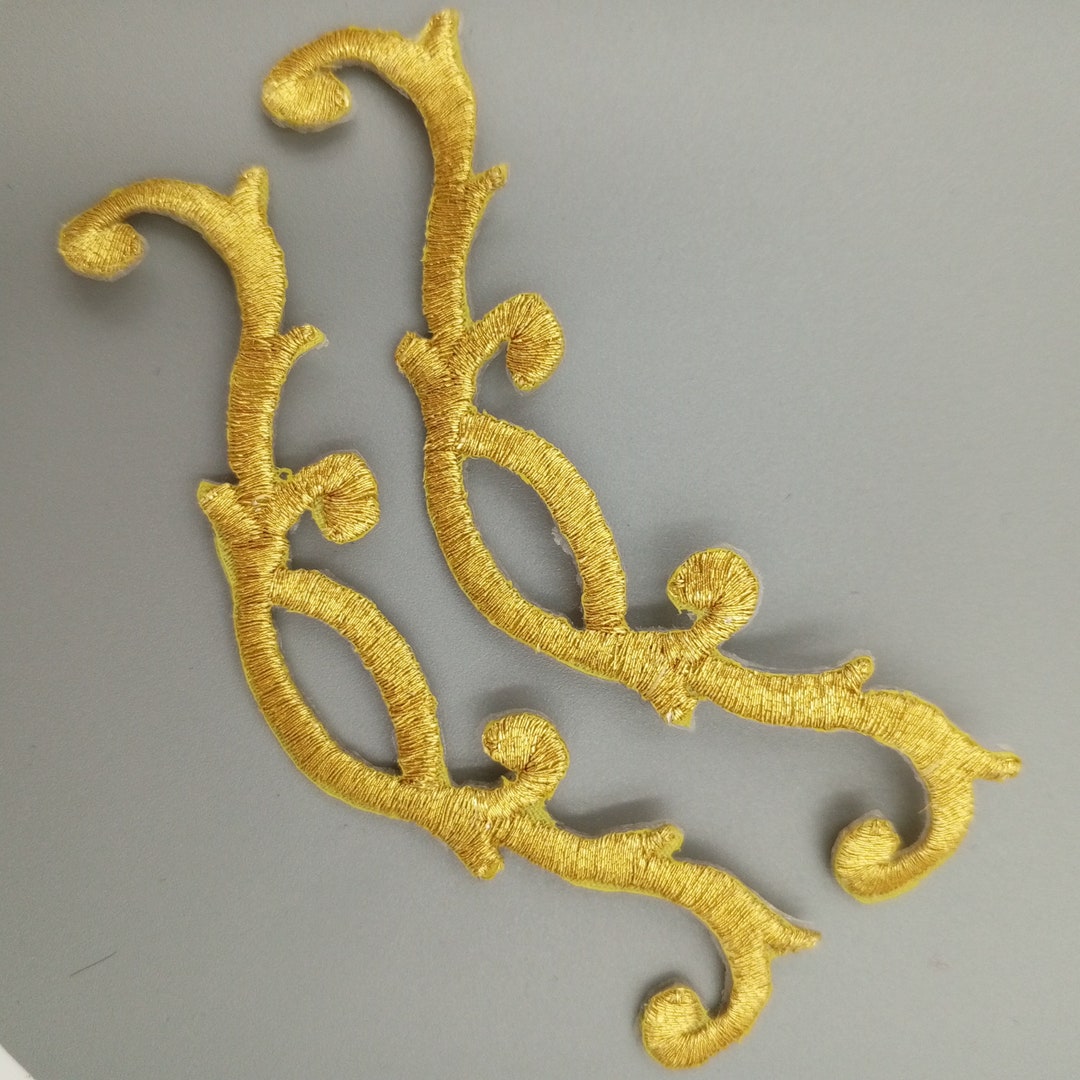 Iron on Gold Patches Swirls Scrolls Calligraphy Flourishes Swashes ...
