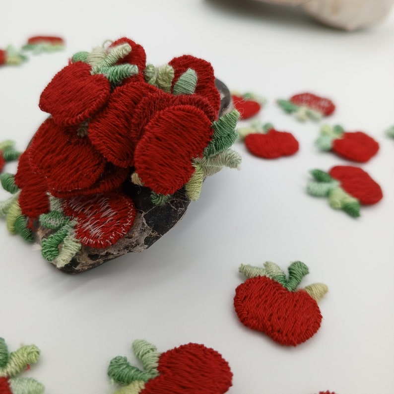 Cute RED APPLE VINTAGE Small Fruit Appliques Decorative Sewn on Patches ...
