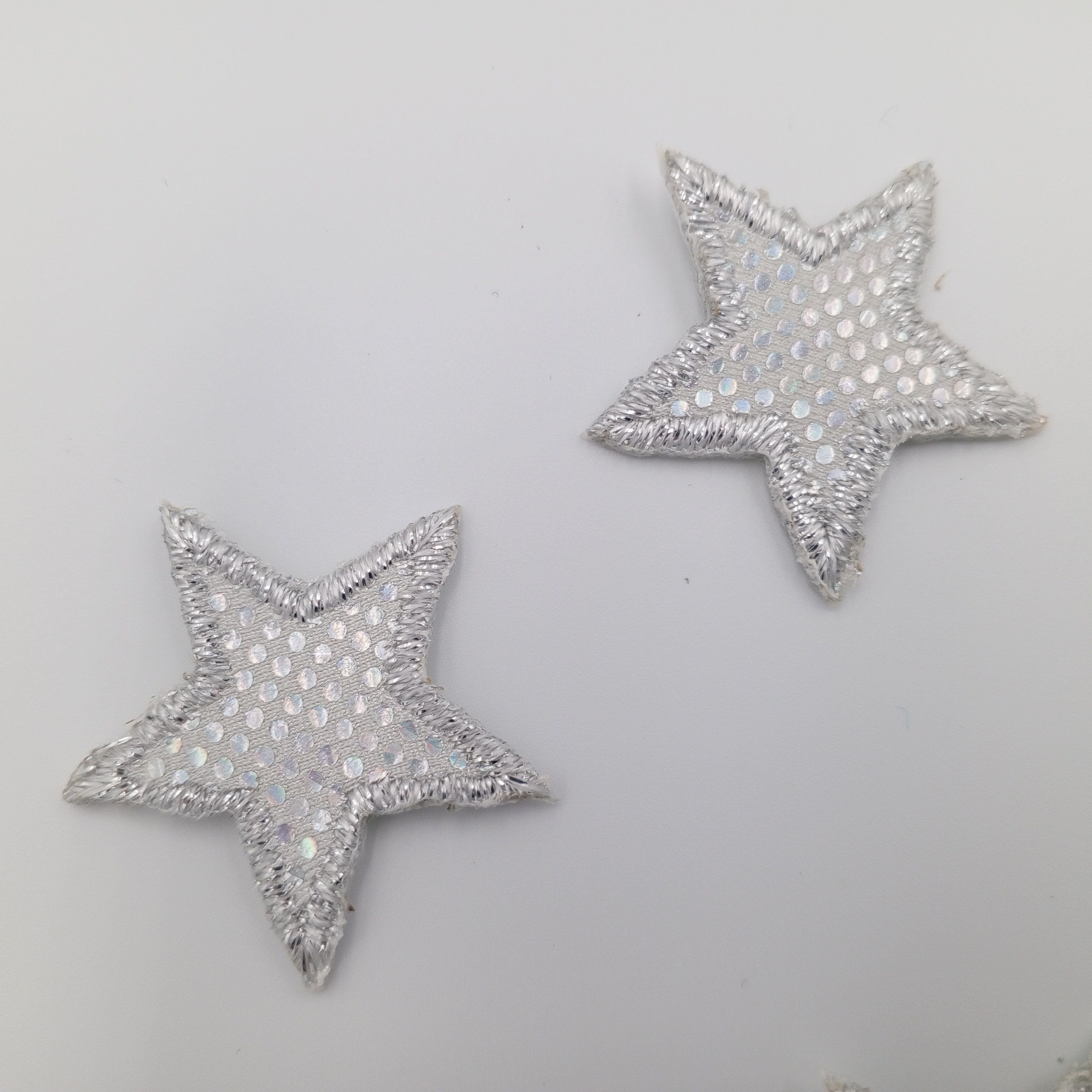 Iron on Metallic Silver Stars Appliques Decorative Hologram Sparkle ...