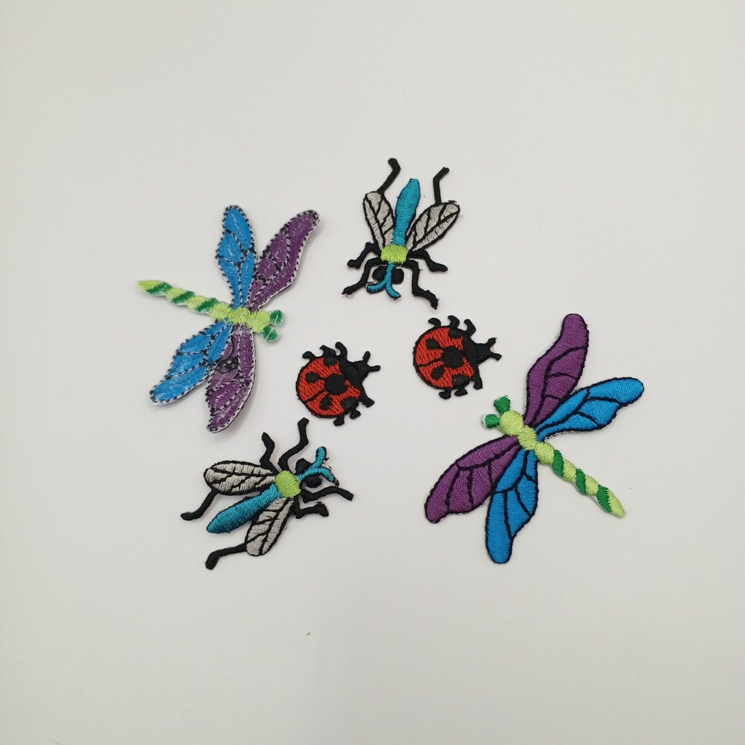6pcs Lovely Red Ladybug Iron-on, Majestic Purple Blue Dragonfly Patches, Swift Pesky Fly Iron-on ...