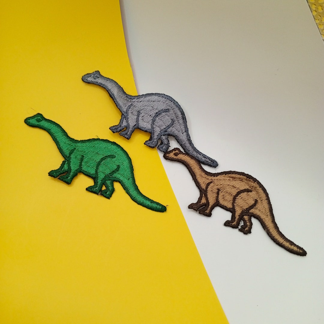 3pcs Brachiosaurus Dinosaur Iron-on Patches Cute Dino Kids Appliques ...