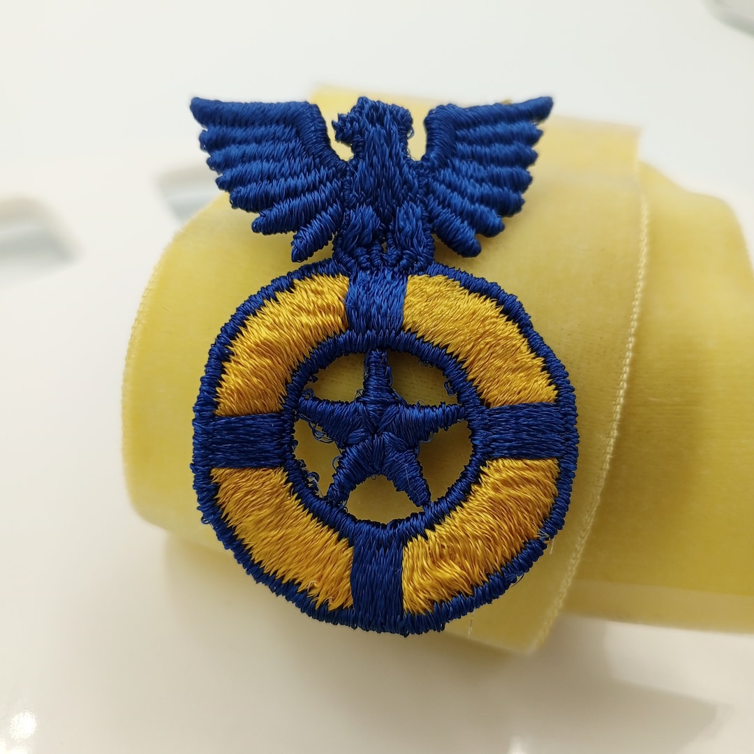 Yellow Royal Blue Vintage Eagle Embroidered Applique Liberty Emblem ...