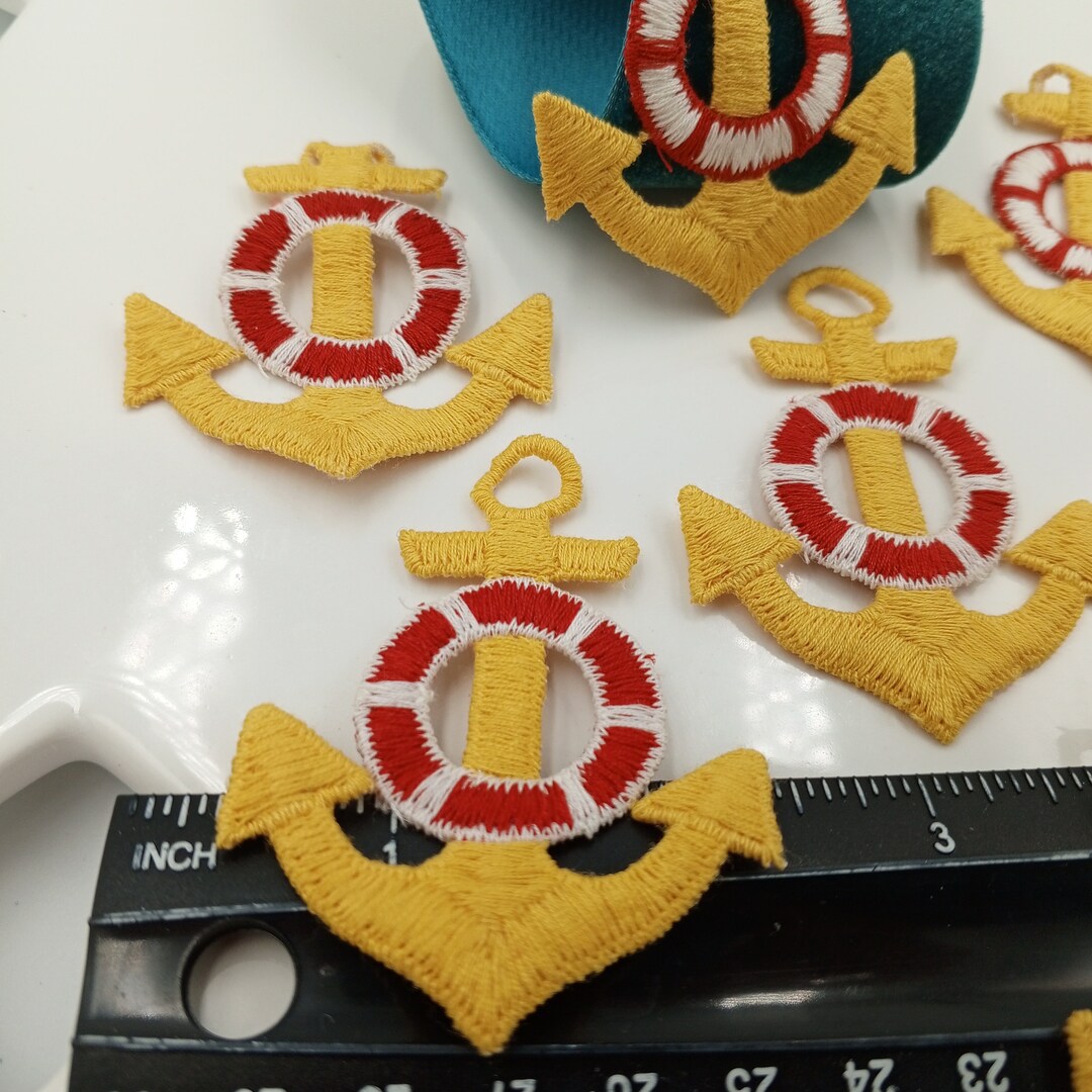 Yellow Anchor Red White Buoy Marine Decorative Patch Nautical ...