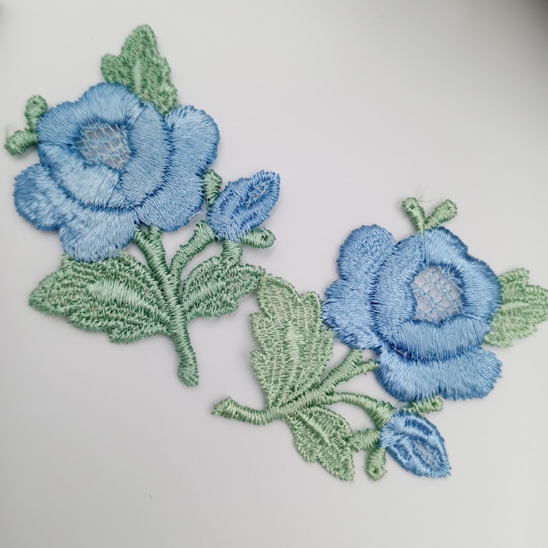 FLORAL VINTAGE Appliques Blue Green Flower Patches #252 - Etsy