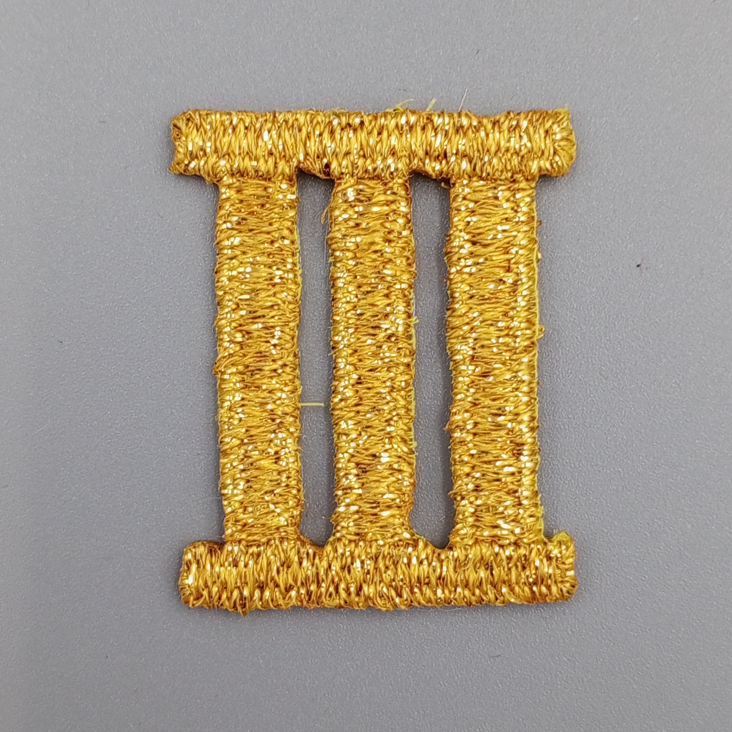 VINTAGE Badge Patches Metallic Gold Roman Numeral Three Embroidered ...