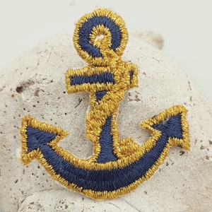 Metallic Gold Navy Iron on Anchor Decorative Patch Nautical Embroidered ...