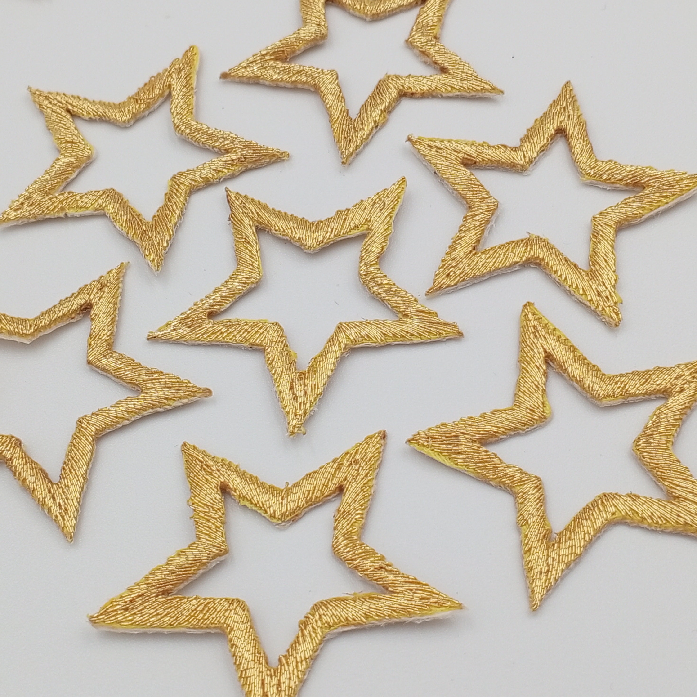 Iron on Metallic Gold Stars Appliques Embroidered Star Badge Gold ...