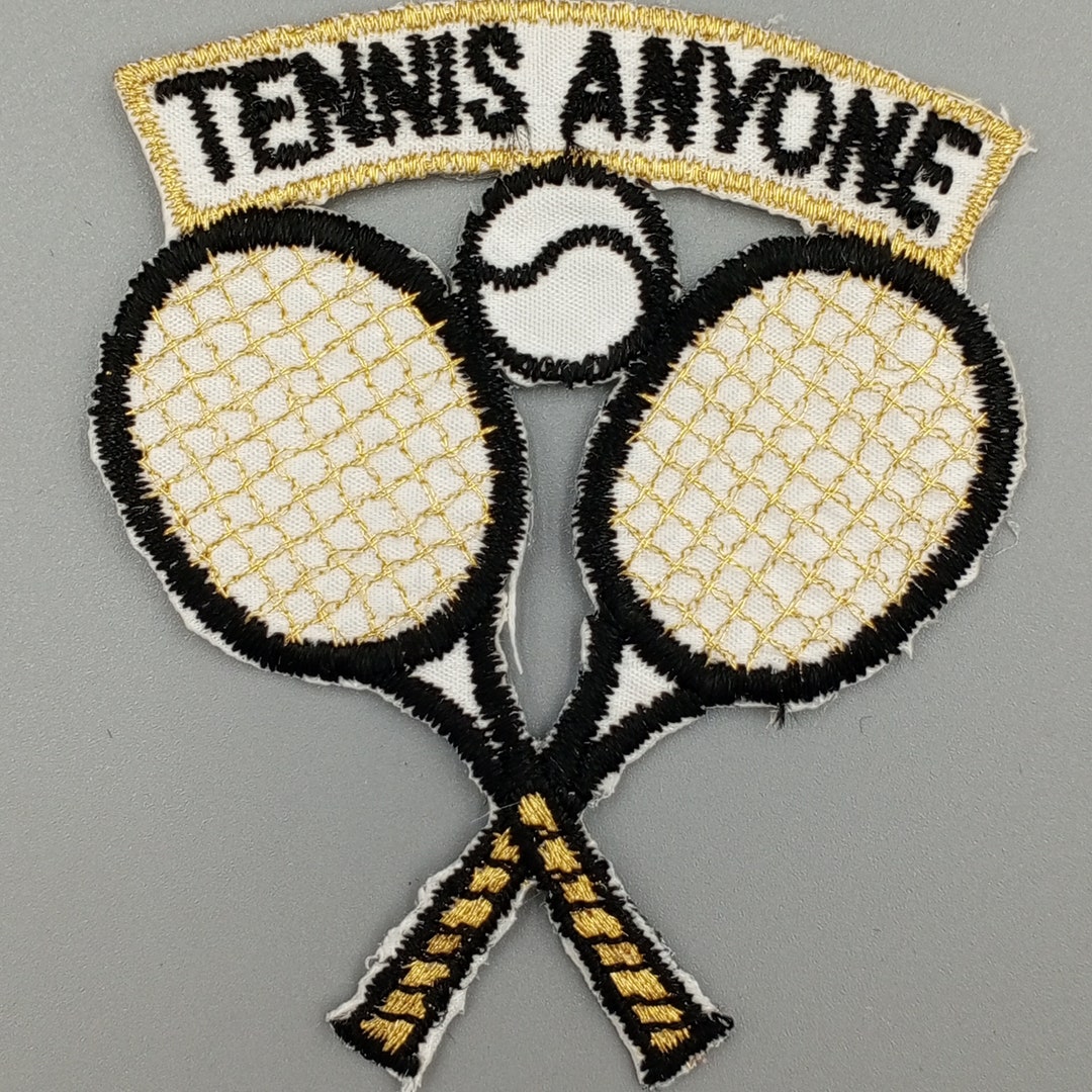 Vintage Tennis Tournament Rackets Tennis Team Patch Black White ...