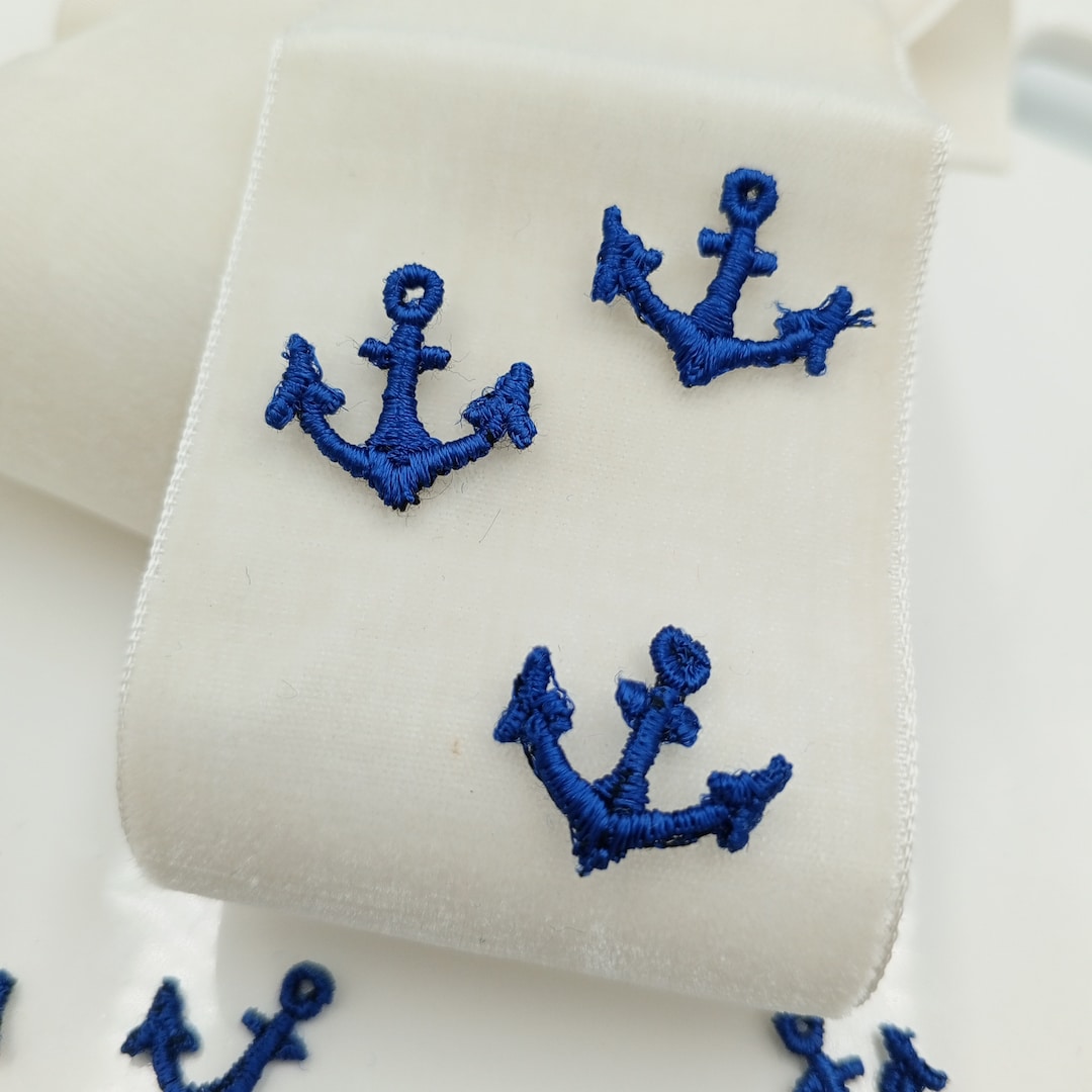 Navy Blue Anchor Decorative Patch Nautical Embroidered Retro Vintage ...