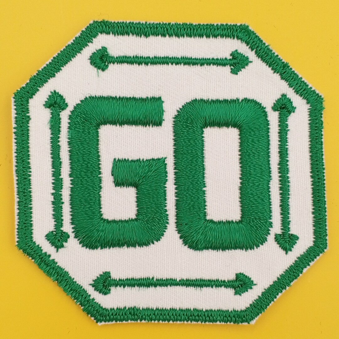 VINTAGE Badge Patches Green GO Sign Embroidered Appliques #742 - Etsy