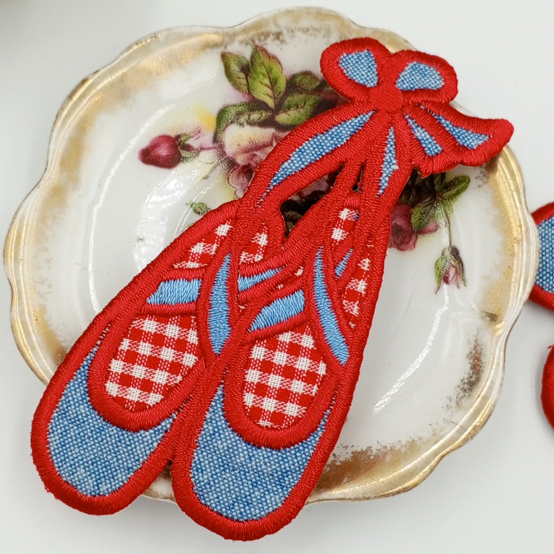 BALLET SHOES Patches Ballerina Red Denim Blue VINTAGE Iron on Ballet ...