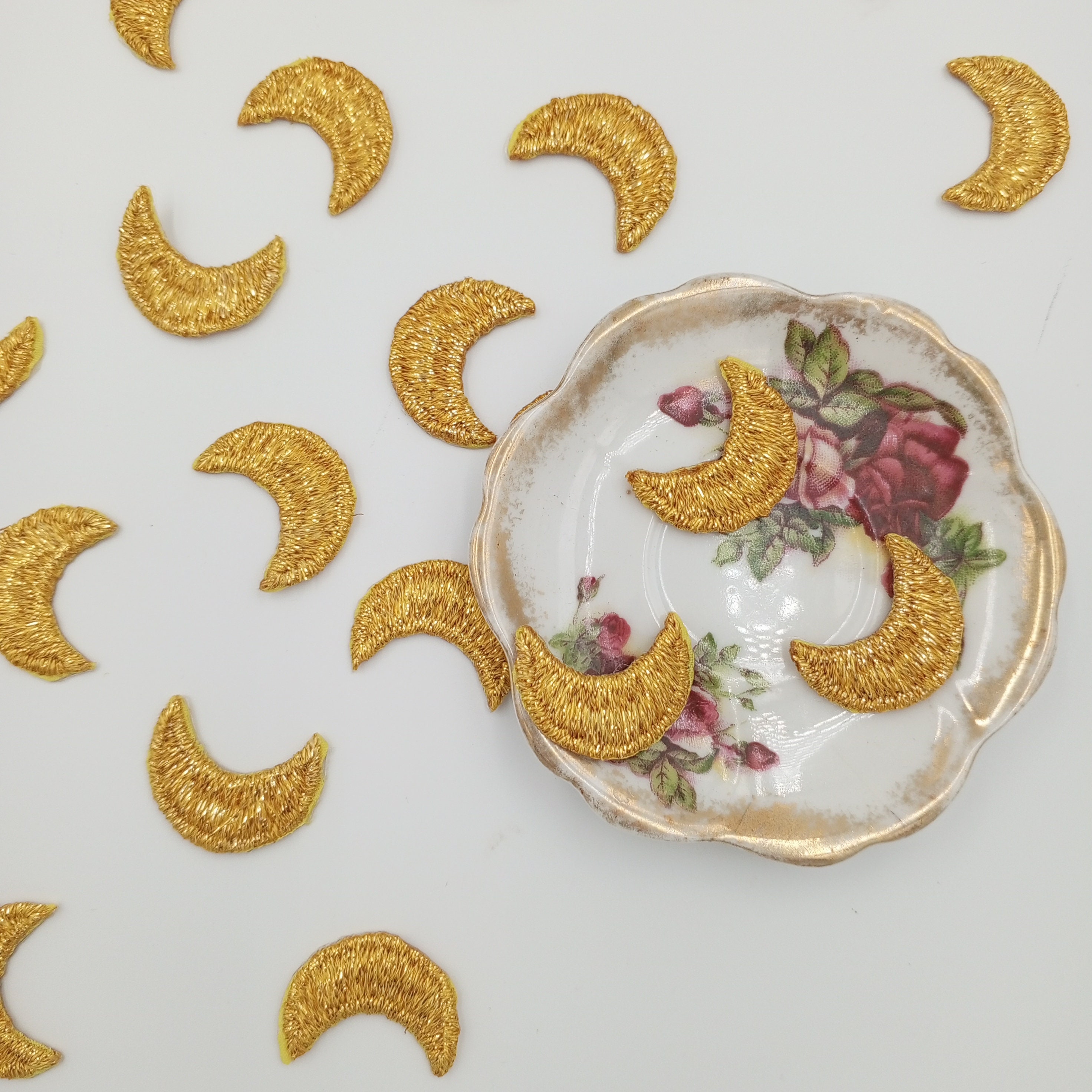 Metallic Gold Moon Appliques VINTAGE Iron on Patches for DIY Crafting ...