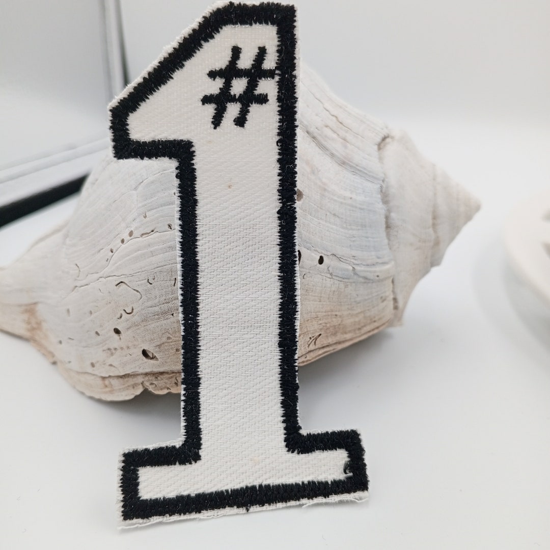 VINTAGE Letter Words Patches Black White Number One Embroidered ...