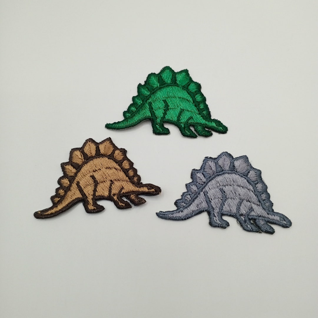 3pcs Stegosaurus Dinosaur Iron-on Patches Gray Green Brown Dinosaur ...
