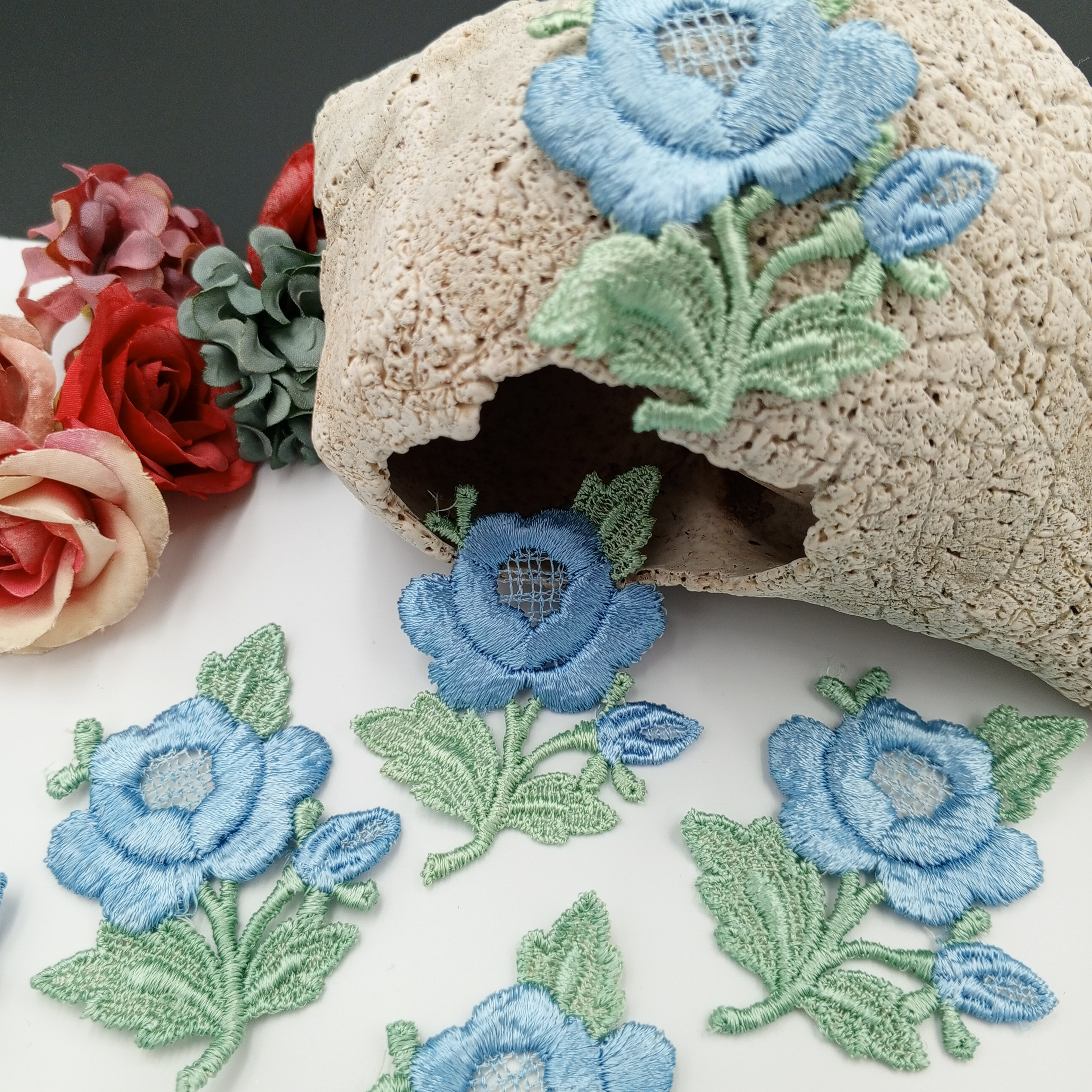 FLORAL VINTAGE Appliques Blue Green Flower Patches #252 - Etsy