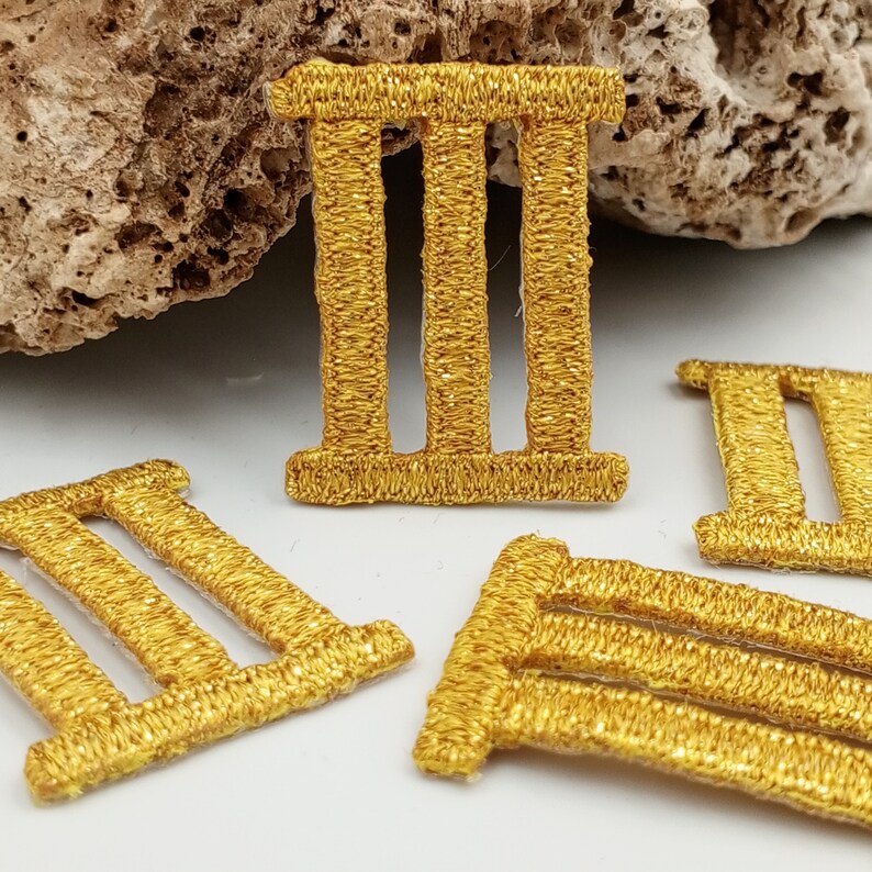 VINTAGE Badge Patches Metallic Gold Roman Numeral Three Embroidered ...