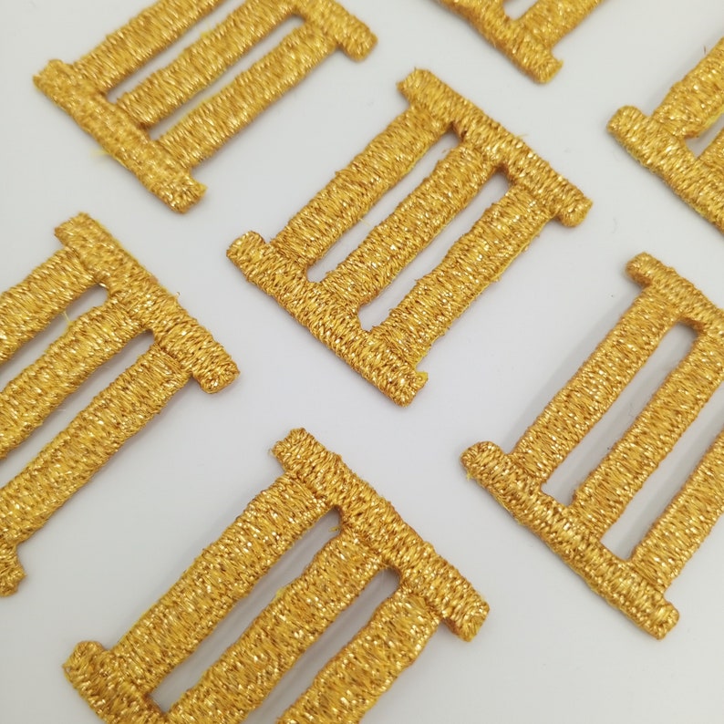 VINTAGE Badge Patches Metallic Gold Roman Numeral Three Embroidered ...