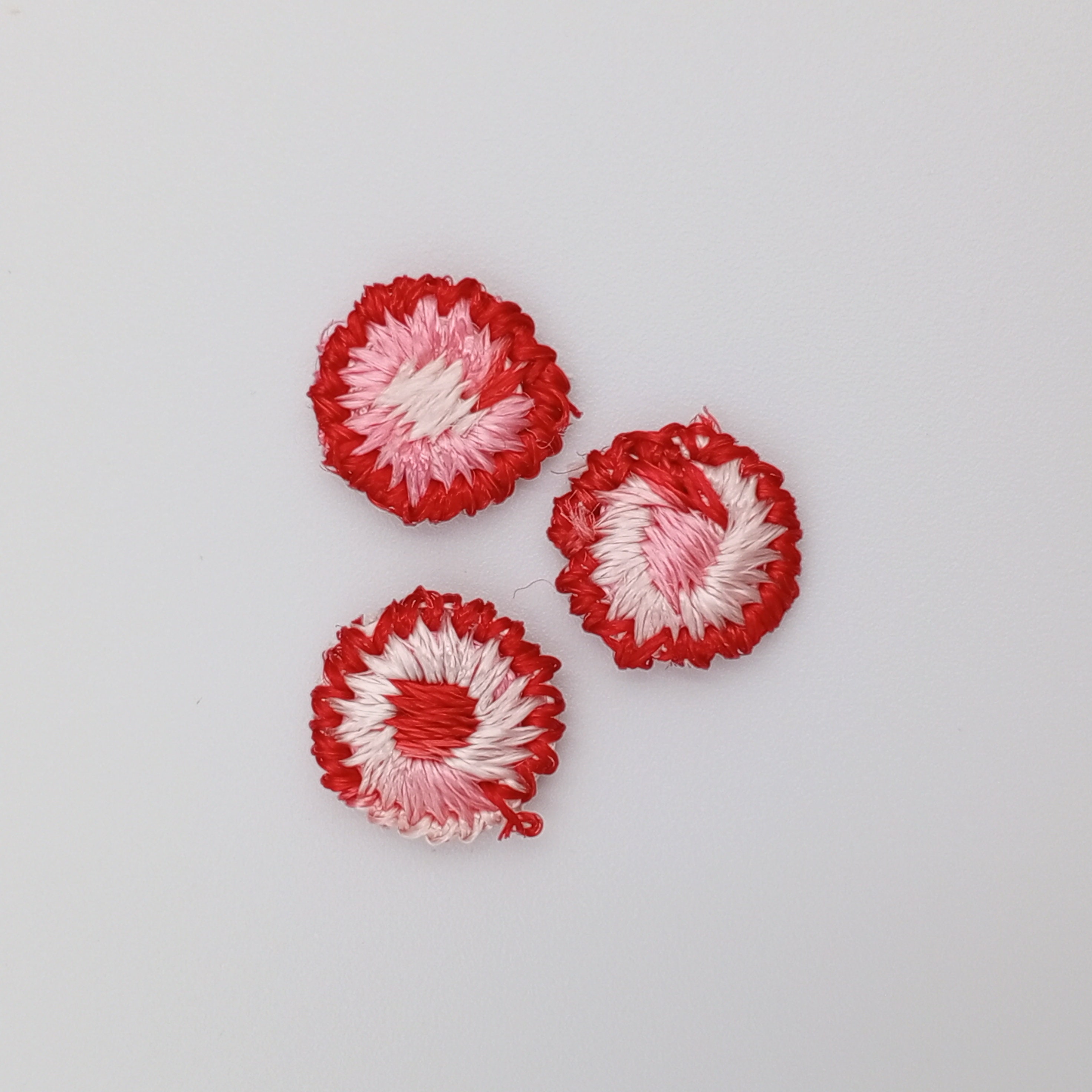Vintage Embroidered Flower Appliqués, Red & Pink Dot Design - Etsy