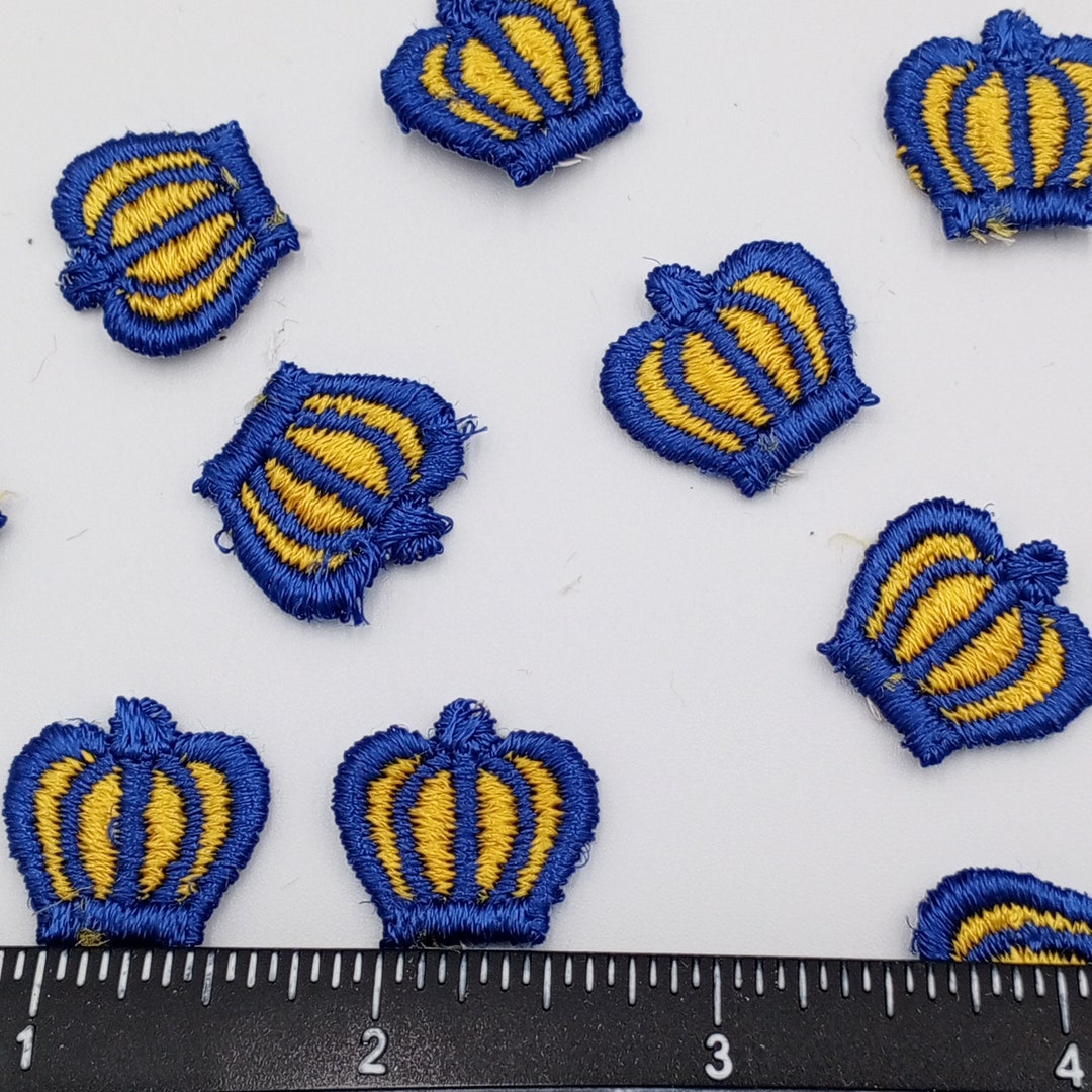 VINTAGE Royal Crown Patches Navy Blue Yellow Embroidered Applique #930 - Etsy