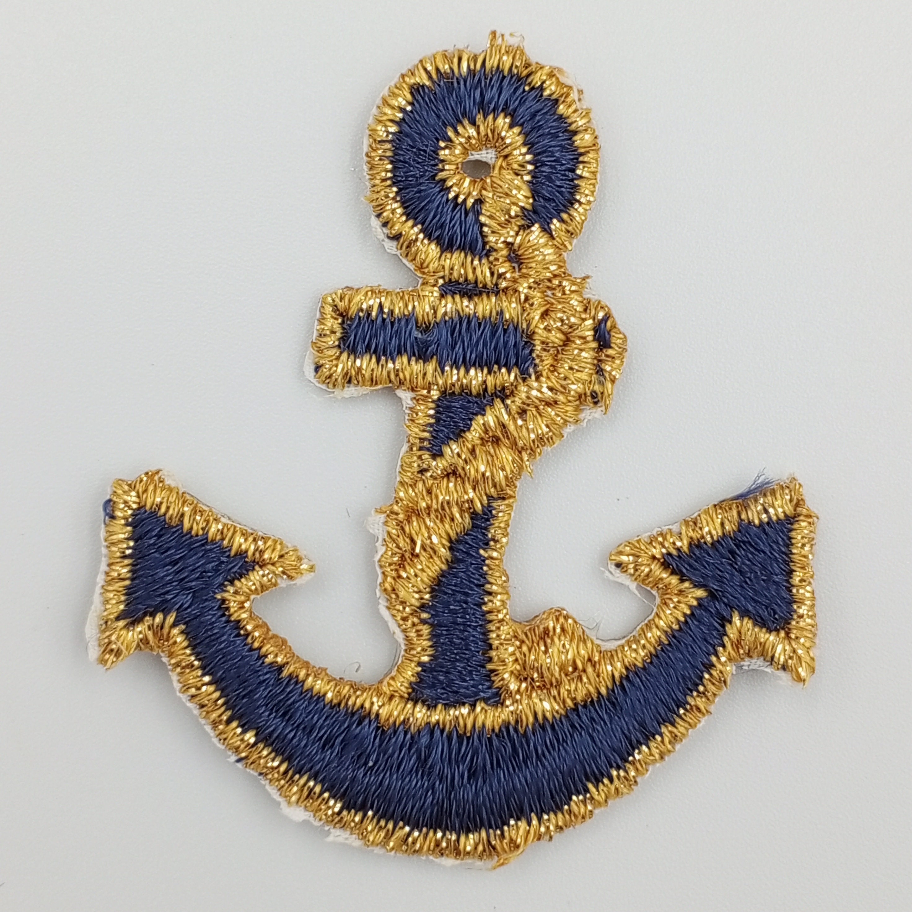 Metallic Gold Navy Iron on Anchor Decorative Patch Nautical Embroidered ...