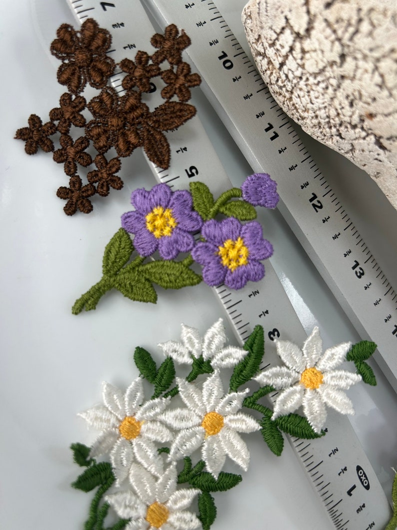 Floral Lace Appliqués Chocolate Brown, Lilac/yellow, White Vintage ...